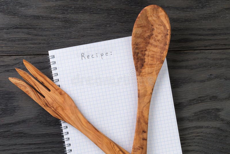 Simple Blank Notepad with Word Recipe on Rustic Stock Image - Image of ...