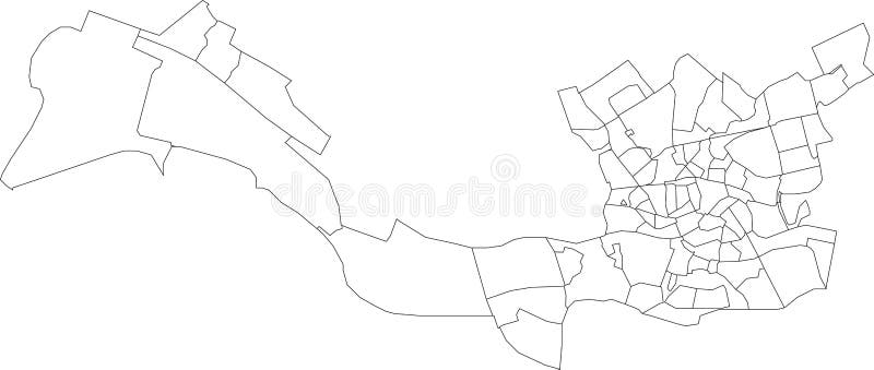 Blank White Map of Districts and Neighbourhoods of Rotterdam ...
