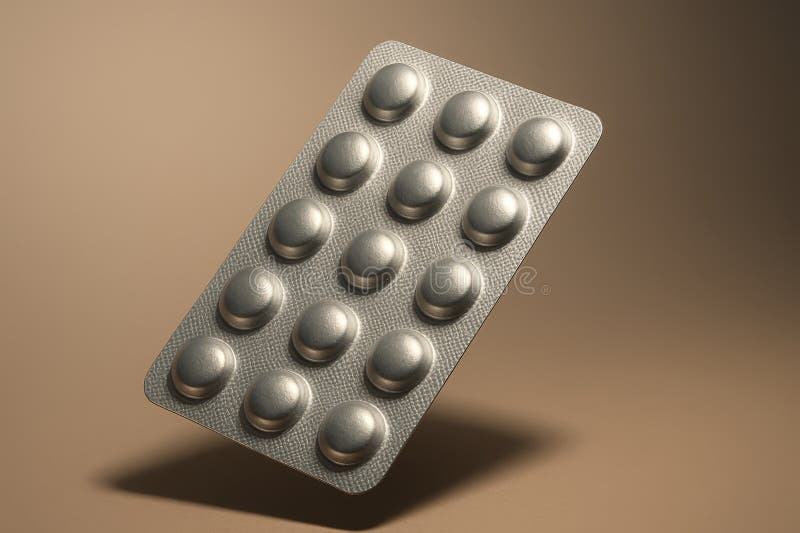 Simple Blister Pack with Oval Tablets Suspended Against a Neutral ...