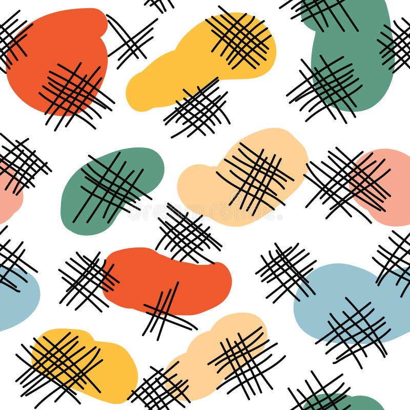 Simple Blob and Cross Hatch Texture Repeat Pattern Design Stock Vector ...