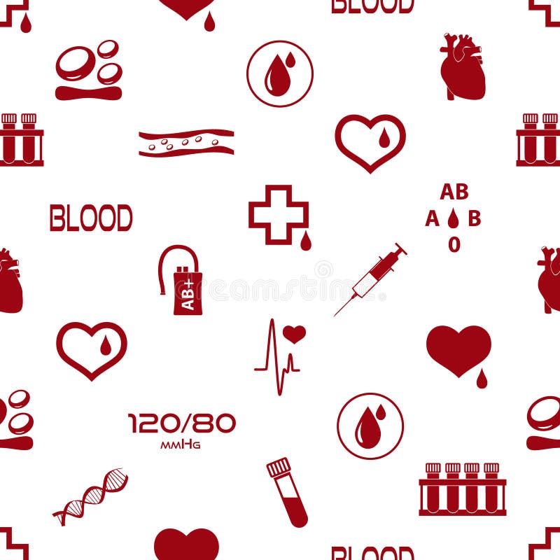 Simple Blood Vector Icons Seamless Pattern Stock Vector - Illustration ...