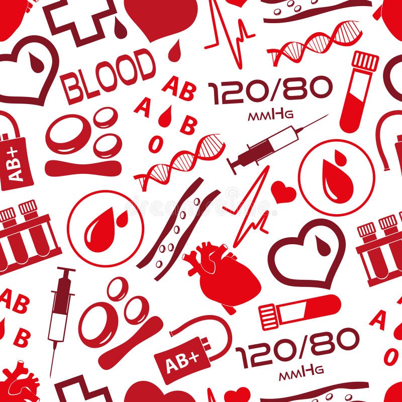 Simple Blood Vector Icons Seamless Pattern Stock Vector - Illustration ...