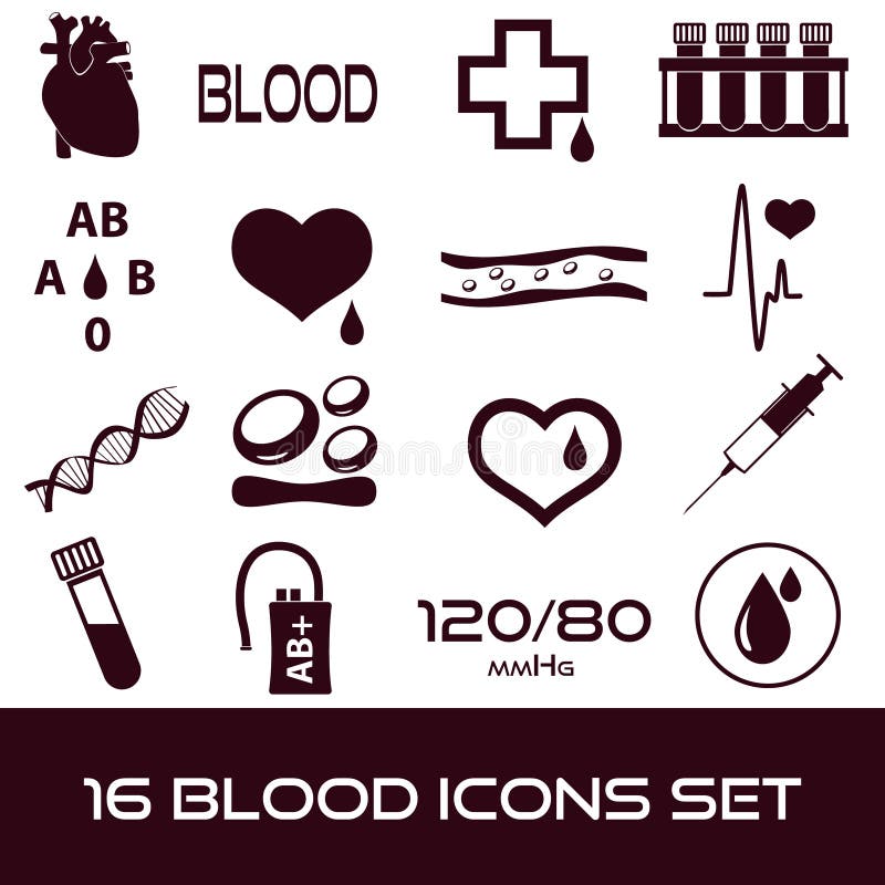16 Simple Blood Vector Icons Set Stock Vector - Illustration of simple ...