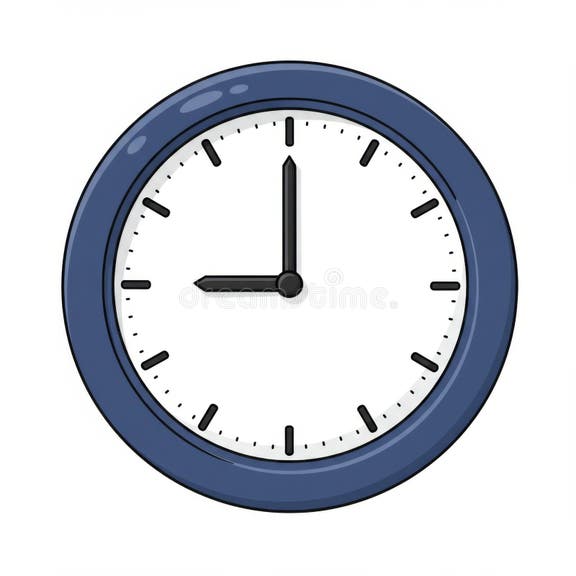 Simple Blue Analog Clock Design on White Background Stock Illustration ...