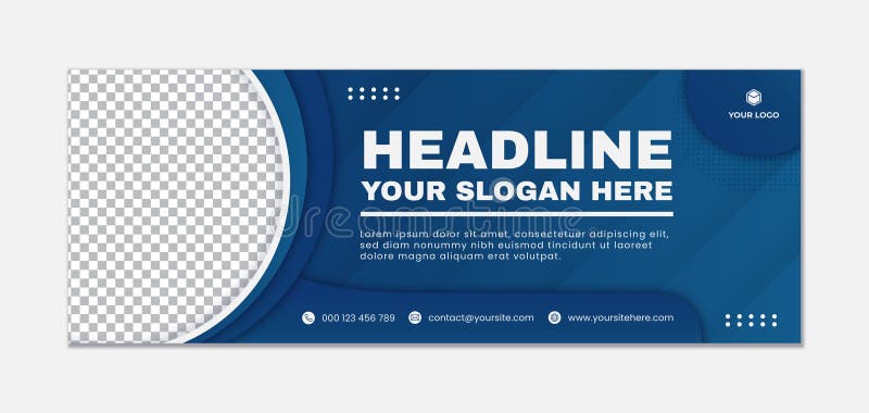 Simple Blue Background Banner Template Modern Cut Line Design Stock ...