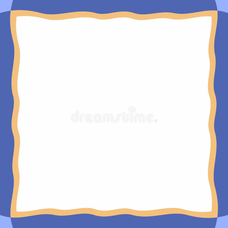 Simple Blue and Beige Wavy Pattern Background. Frame or Border with ...
