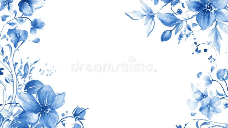 Simple Blue Border with Ornamental Edges and White Background Stock ...