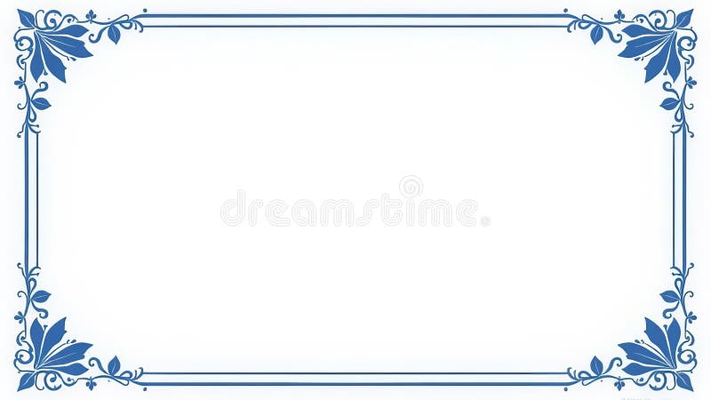 Simple Blue Border with Ornamental Edges and White Background Stock ...