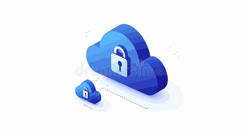 Secure Blue Cloud Lock Concept for Design Projects Stock Vector ...