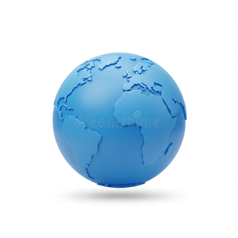 Simple Blue 3D Earth Globe World Map Render Graphic Design Clean Model ...
