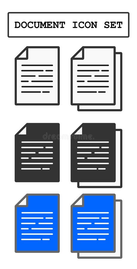 Simple Blue Document Paper File Vector Icon Set. Stock Vector ...
