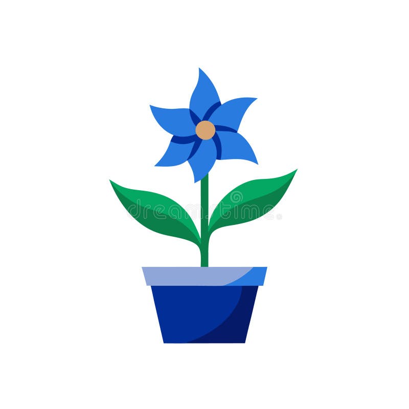 Simple Blue Flower in Pot Illustration Stock Illustration ...