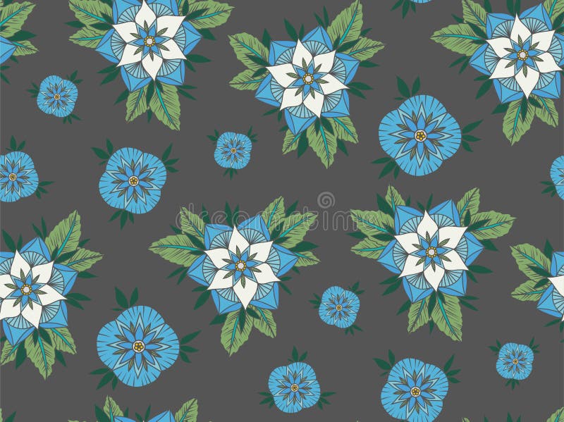 Simple Blue Flowers on a Blue Background Stock Illustration ...