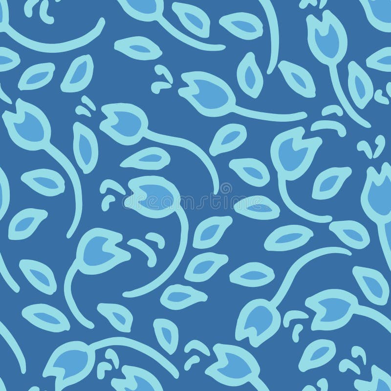 Simple Blue Flowers Seamless Pattern. Vector Illustration. Stock Vector ...