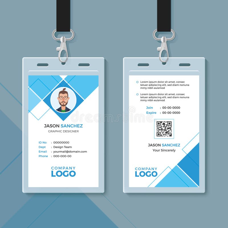 Simple Blue Geometric ID Card Design Template Stock Vector ...