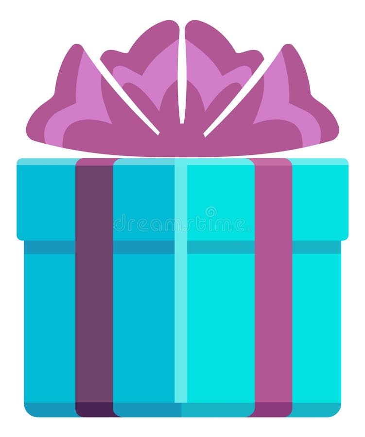 Simple Blue Gift Box. Purple Bow Present Icon Stock Vector ...