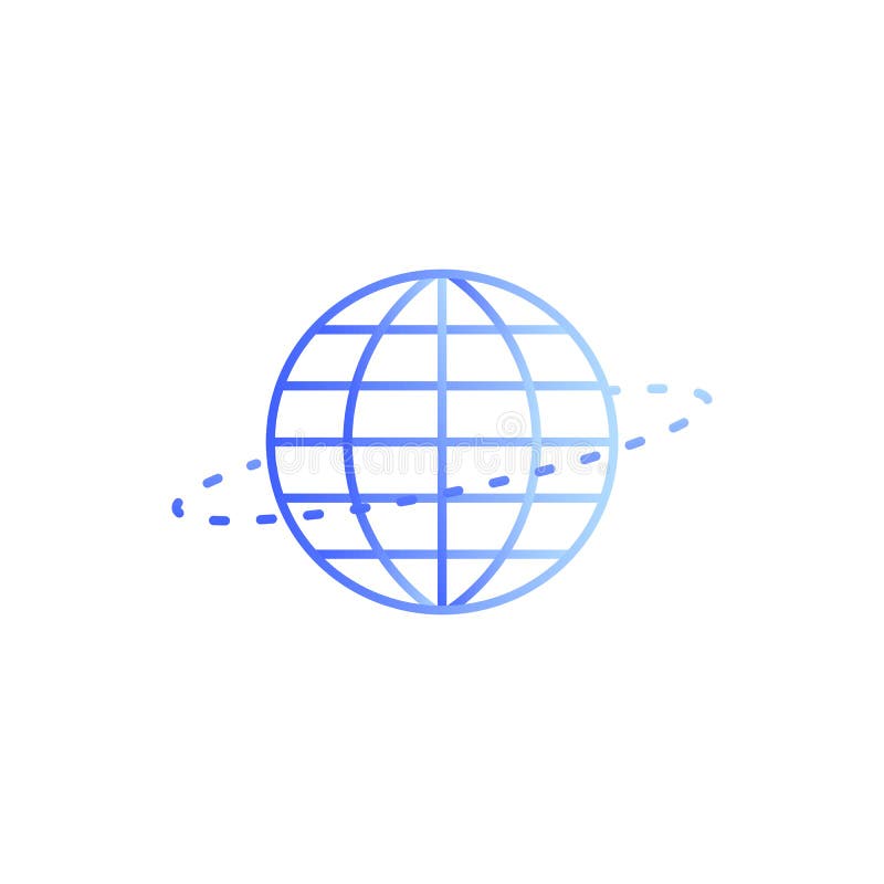 Simple Blue Globe World Icon with the Route. Vector Illustration Icon ...