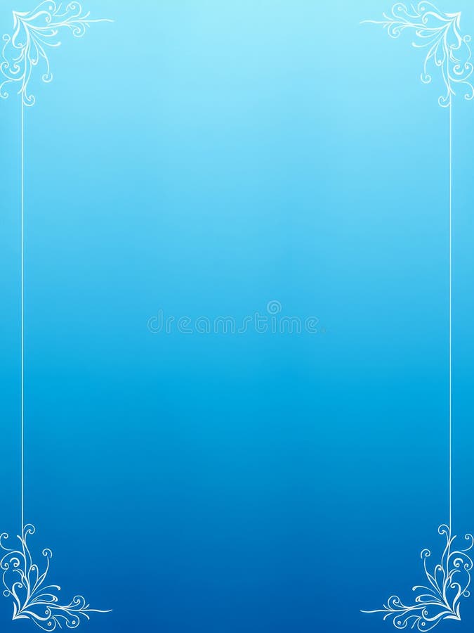 Simple Blue Gradient Background with White Floral Corners Stock ...