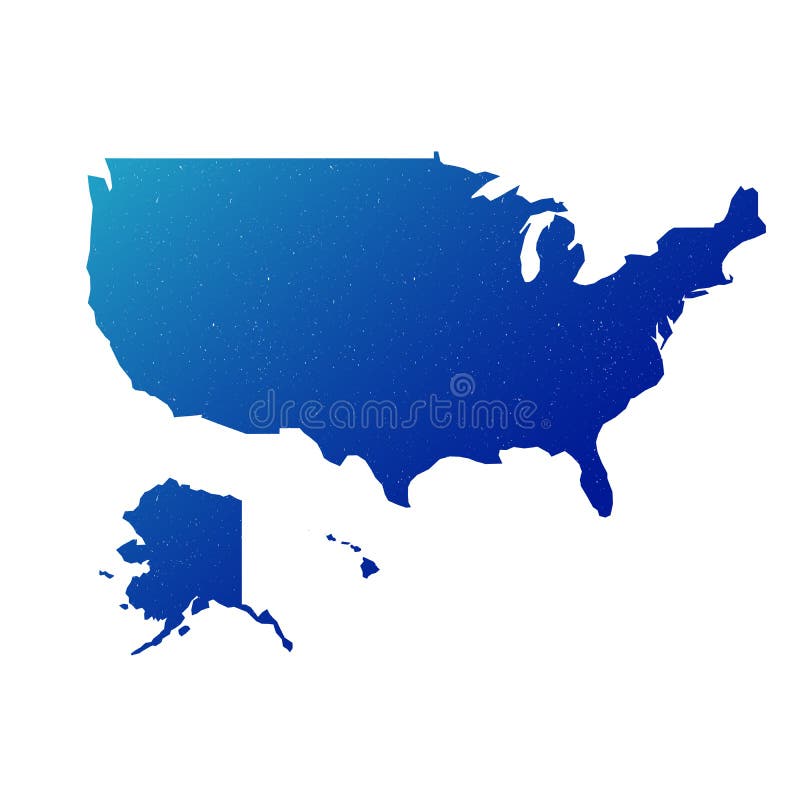 Simple Blue Gradient Map of the Usa. Stock Vector Illustration Isolated ...