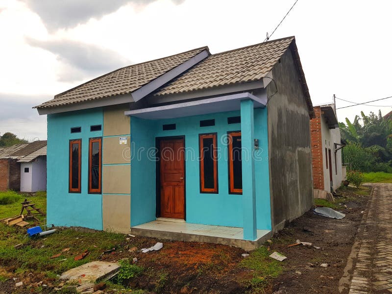 A Simple Blue House is Standing Lonely Stock Photo - Image of lonely ...