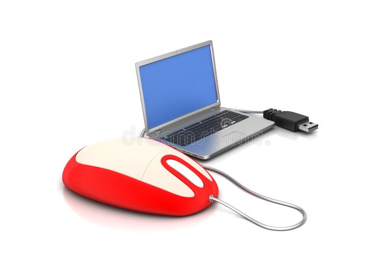 Simple Blue Laptop with Mouse Stock Illustration - Illustration of ...