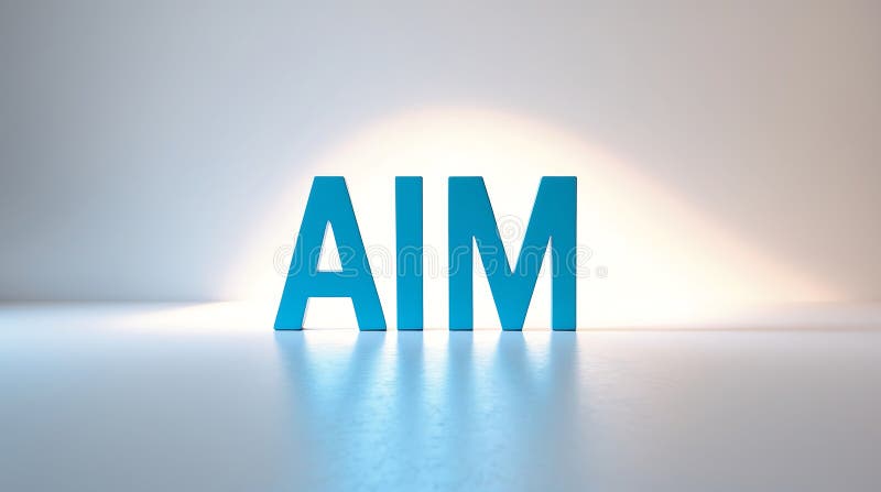 Simple Blue Letters Spelling Aim with Soft Lighting Creating a Subtle ...