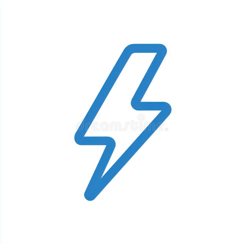 Simple Blue Lightning Bolt Icon on White Background Stock Illustration ...