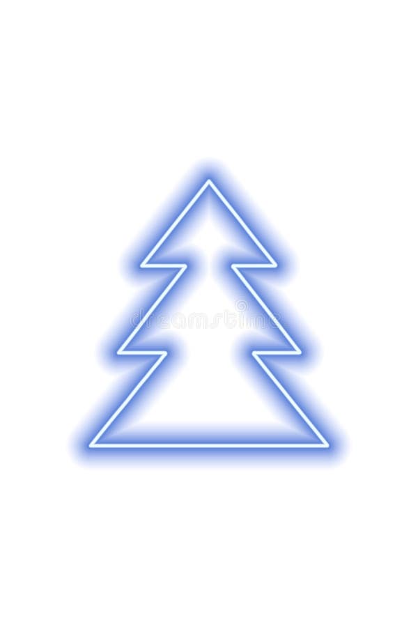 Simple Blue Neon Shape of a Christmas Tree Isolated on White Stock ...