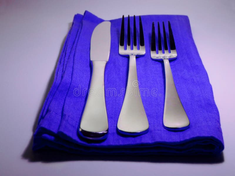 Simple Blue place setting stock photo. Image of stainless - 202304