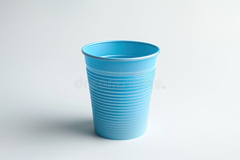 A Simple Blue Plastic Cup Sits on Top of a Table, Ready for Use Stock ...