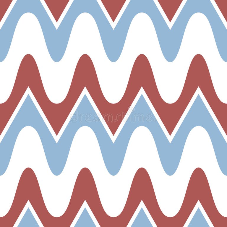 Simple Blue Red Scalloped Seamless Pattern Stock Vector - Illustration ...