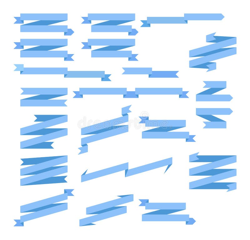 Simple Red Ribbon Banner Set. Three Rows Stock Vector - Illustration of ...