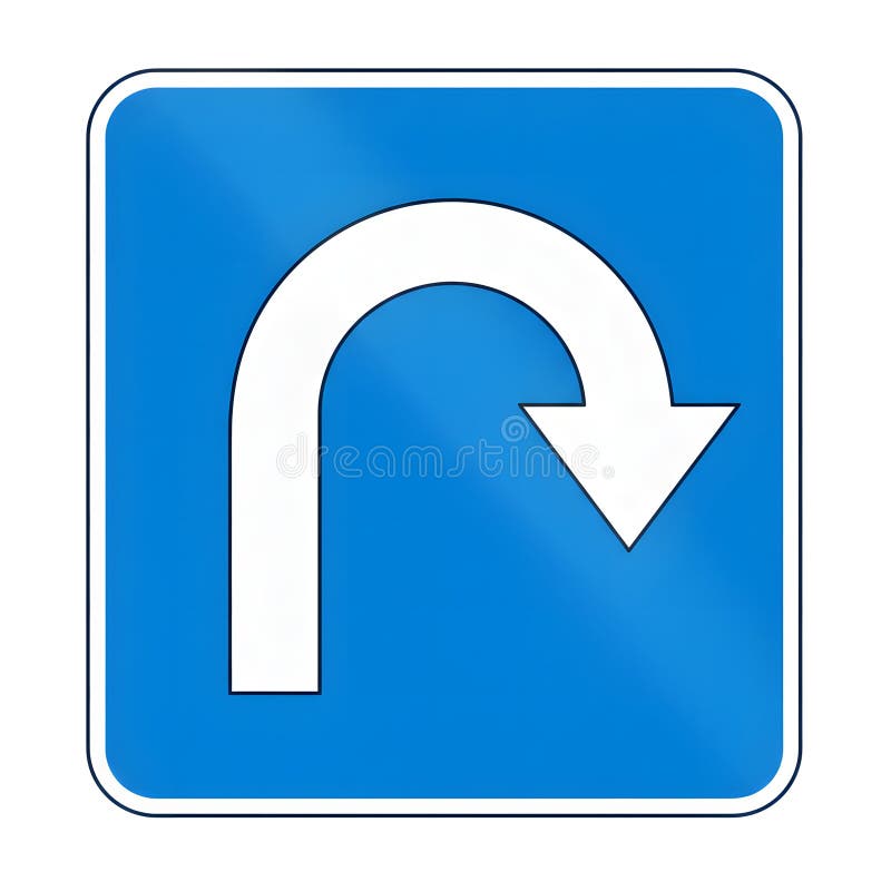 Simple Blue Road Sign Indicating U-Turn Stock Illustration ...