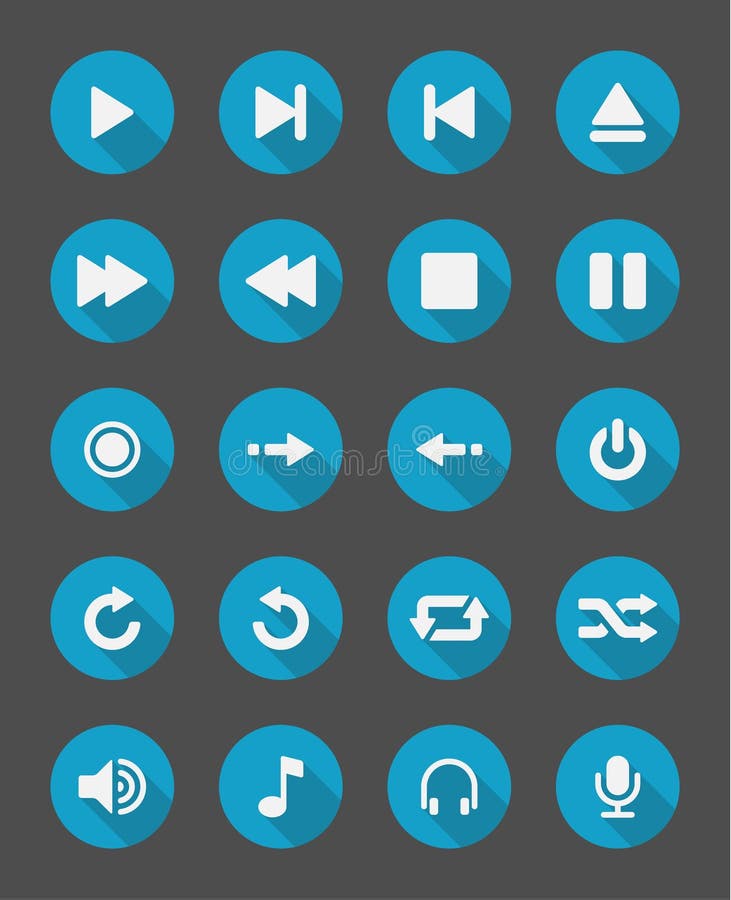Stylish Minimal Round Media Player Icons Stock Illustration ...