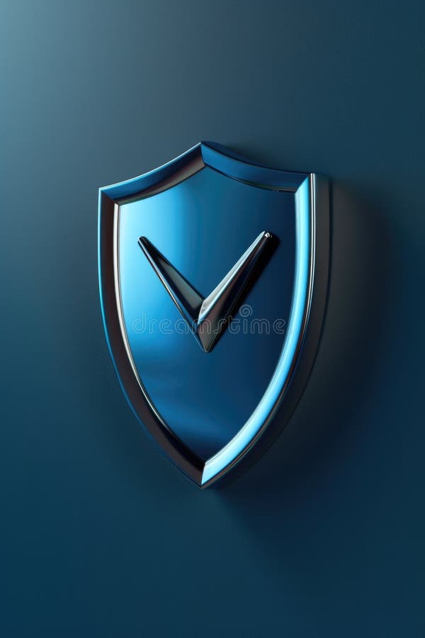 A Simple Blue Shield Featuring a Tick Symbol Stock Illustration ...