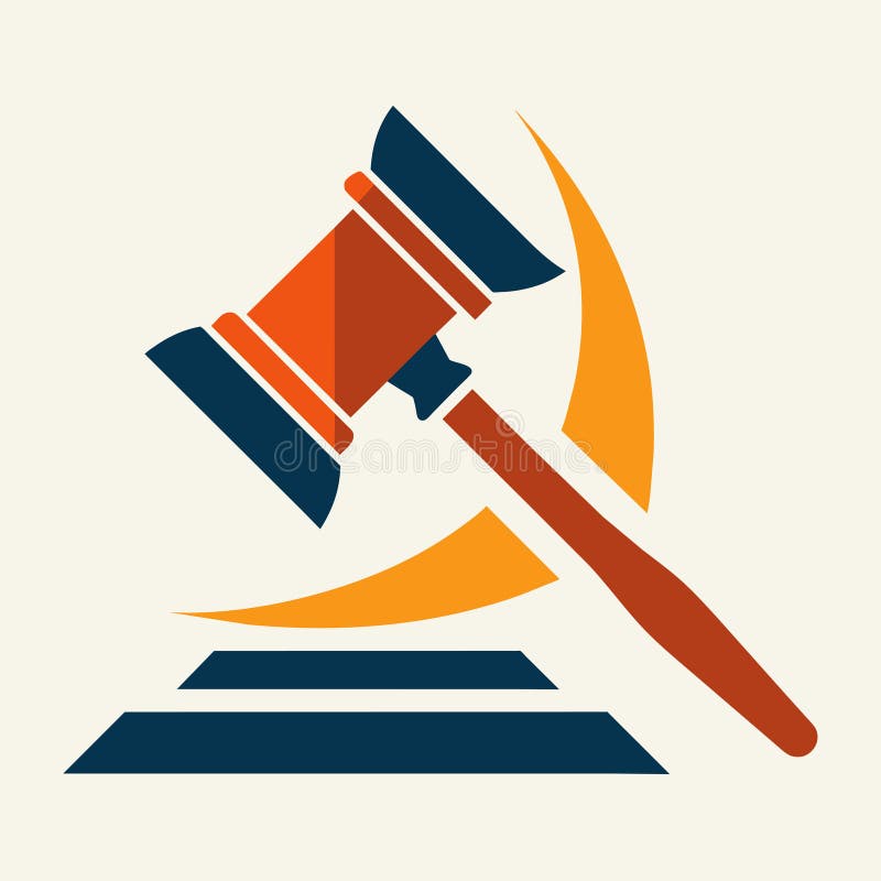 A Simple, Blue Silhouette of a Gavel Striking a Block, Minimalist ...