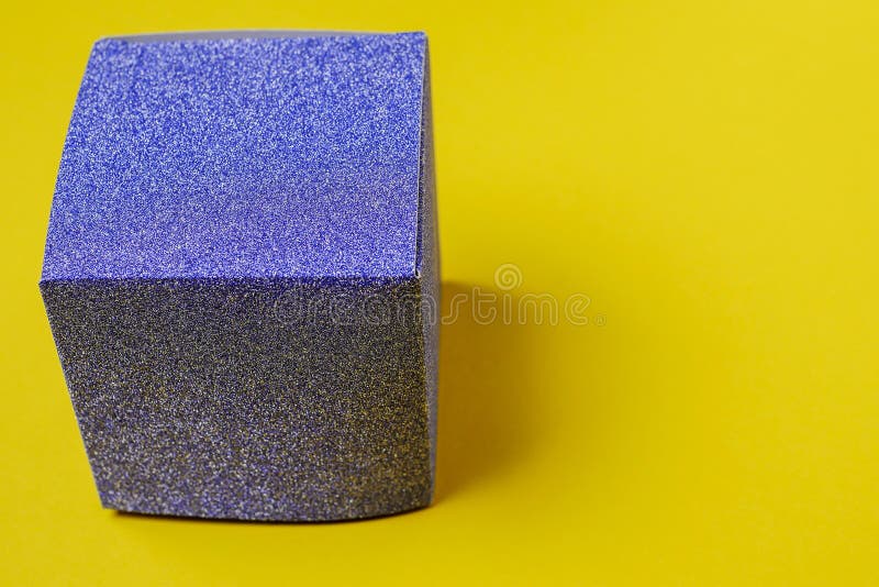 Simple Blue Small Gift Box on Yellow Background Stock Image - Image of ...