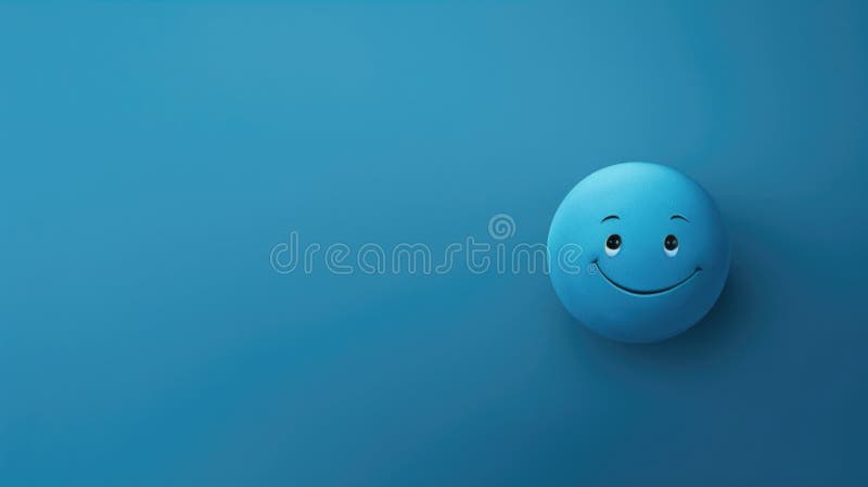 Simple Blue Smiley Face on a Blue Background Stock Illustration ...