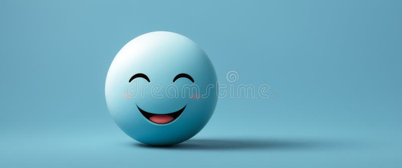 Happy Face Blue Sphere on Blue Background Stock Illustration ...