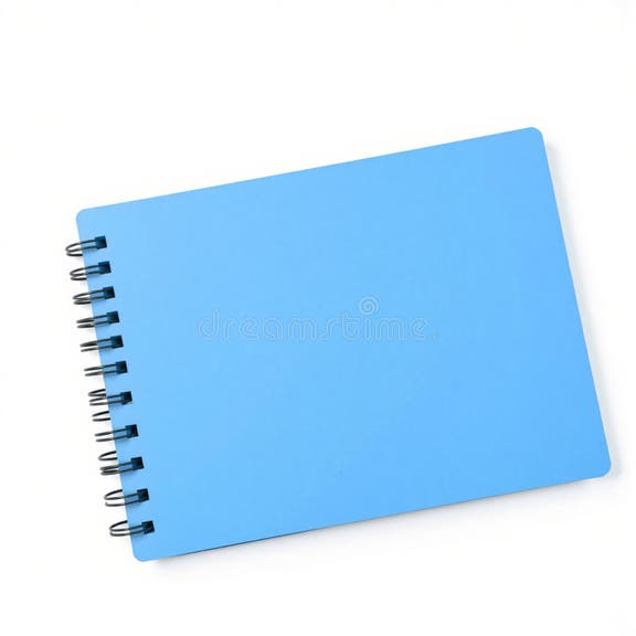 A Blank, Rectangular Spiral Notebook with a Blue Cover, Isolated on a ...
