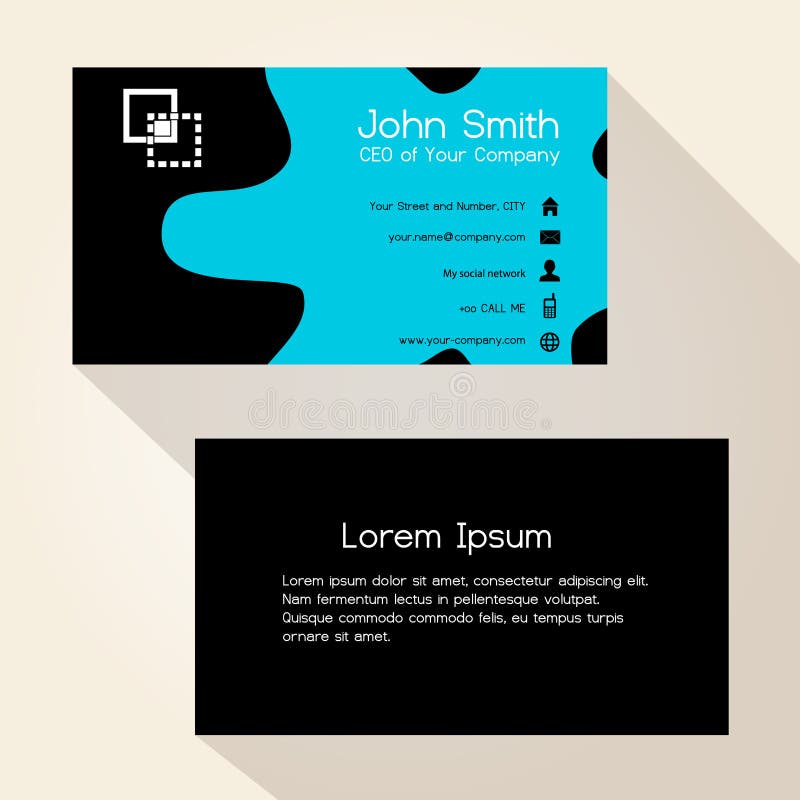 Simple Blue Spot Black Business Card Design Stock Vector - Illustration ...