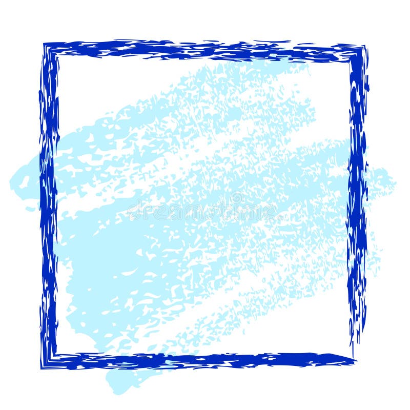 Simple Blue Square Background Hand Draw Vector Crayon Sketch Frame ...