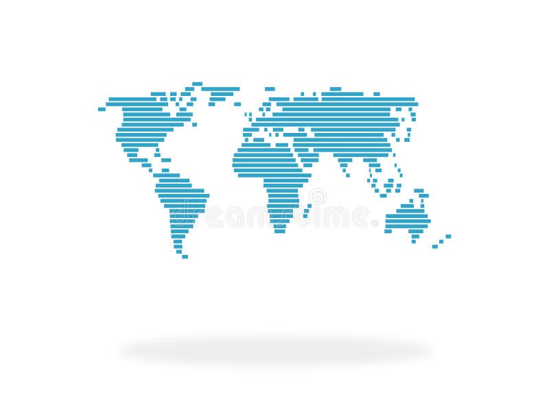 Simple Blue Wolrd Map Illustration with Stripes Stock Illustration ...
