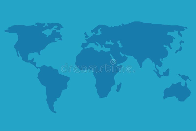 Simple Blue World Map Image. World Map Layout, View in Flat Design ...