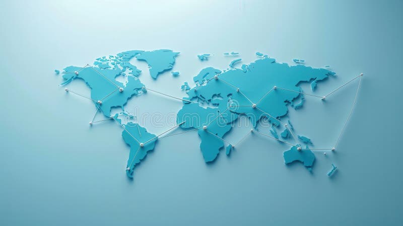 Blue World Map Lines Connecting Cities Stock Photos - Free & Royalty ...
