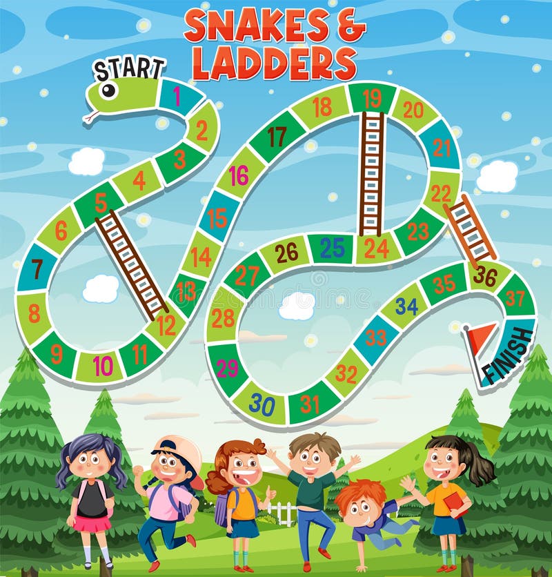 Simple Board Game for Children Template Stock Vector - Illustration of ...