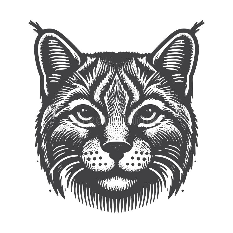 Bobcat Head Front View Vintage Retro Vector Icon Illustration Design ...