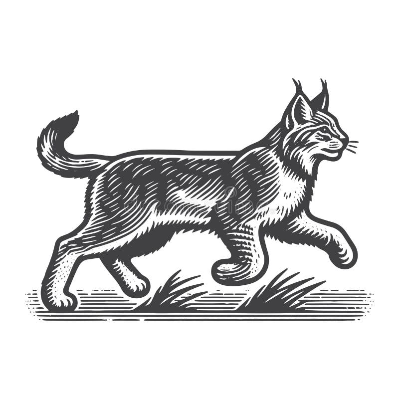 Simple Bobcat Running Vintage Retro Vector Logo Design. Stock Vector ...