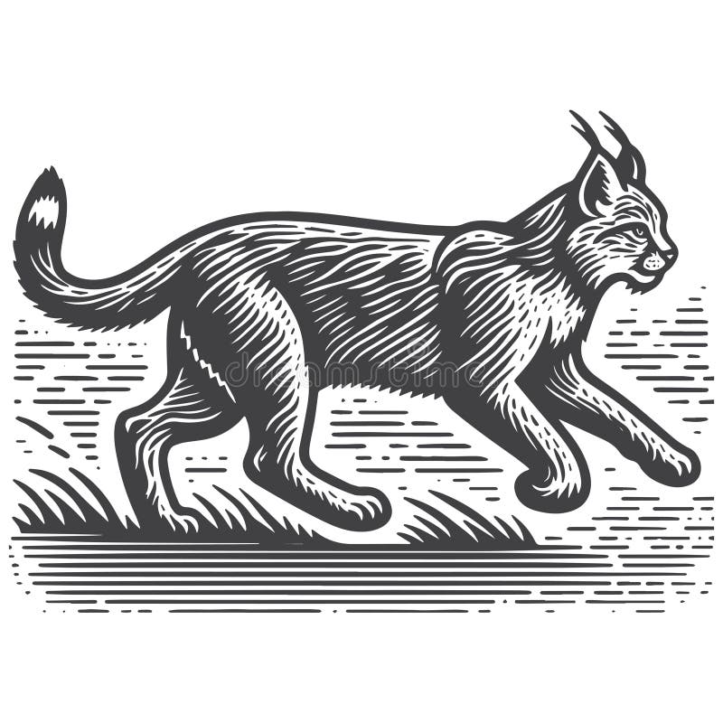 Simple Bobcat Running Vintage Retro Logo Vector Design. Stock Vector ...