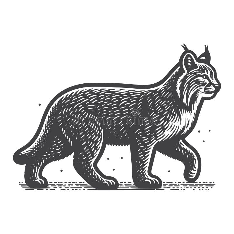 Bobcat Side View Vintage Retro Vector Icon Illustration Logo Design ...